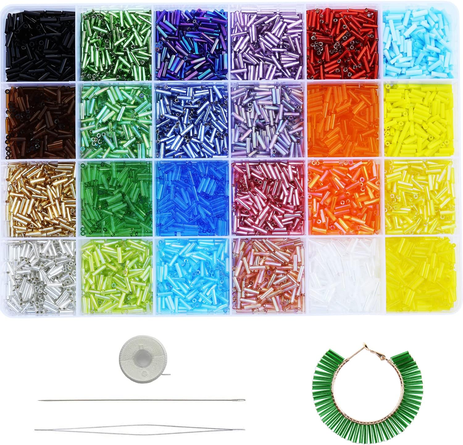 Amazon.com - VOOMOLOVE Size 6mm Glass Bugle Tube Beads with Beading ...