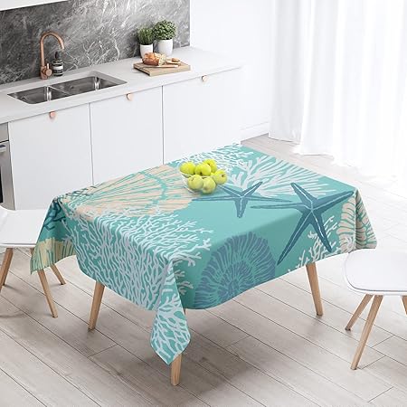 Amazon.com: Nautical Coastal Tablecloth for Rectangle Table Beach ...