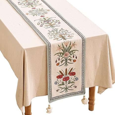 Amazon.com: ISAENNE Designer French Country Linen Table Runner 118 ...