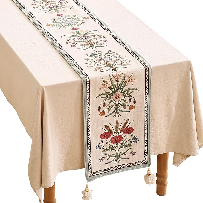 Amazon.com: ISAENNE Designer French Country Linen Table Runner 118 ...