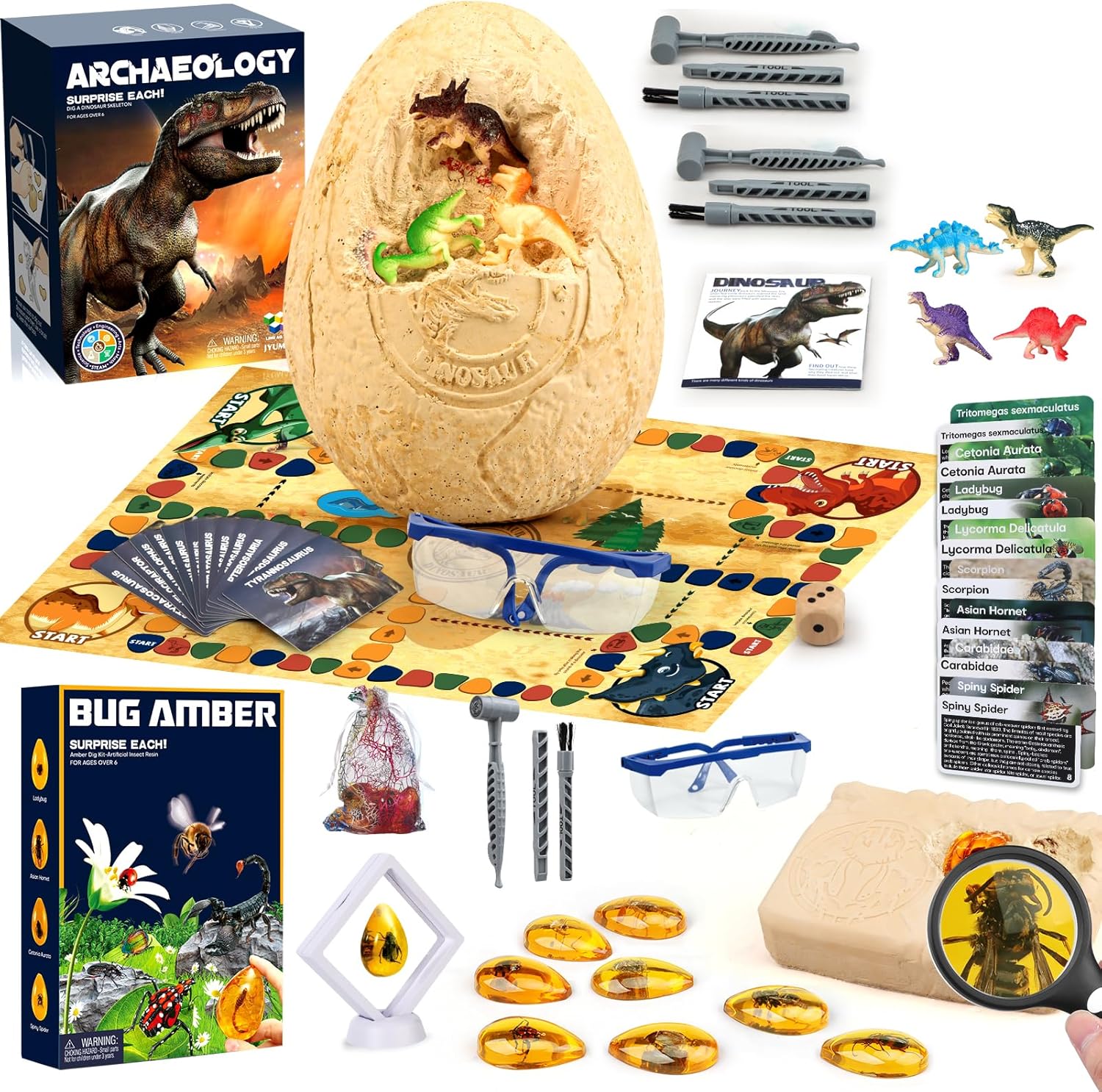 Amazon.com: Woumserta Dig Toys for Kids, Jumbo Dino Egg Dinosaur Toys ...