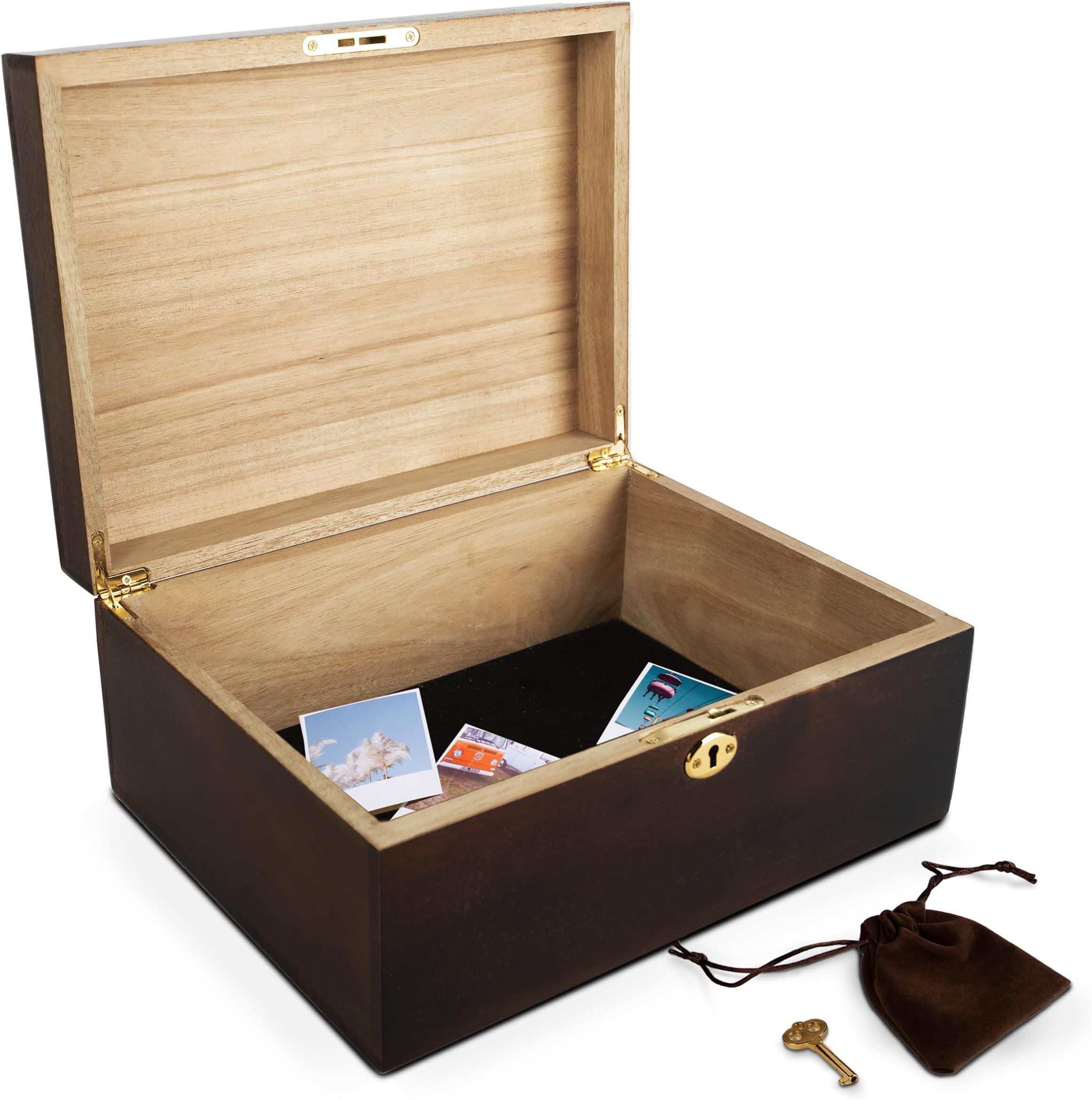 Amazon.com: dedoot Wooden Keepsake Box, Blue Wood Box with Lock ...