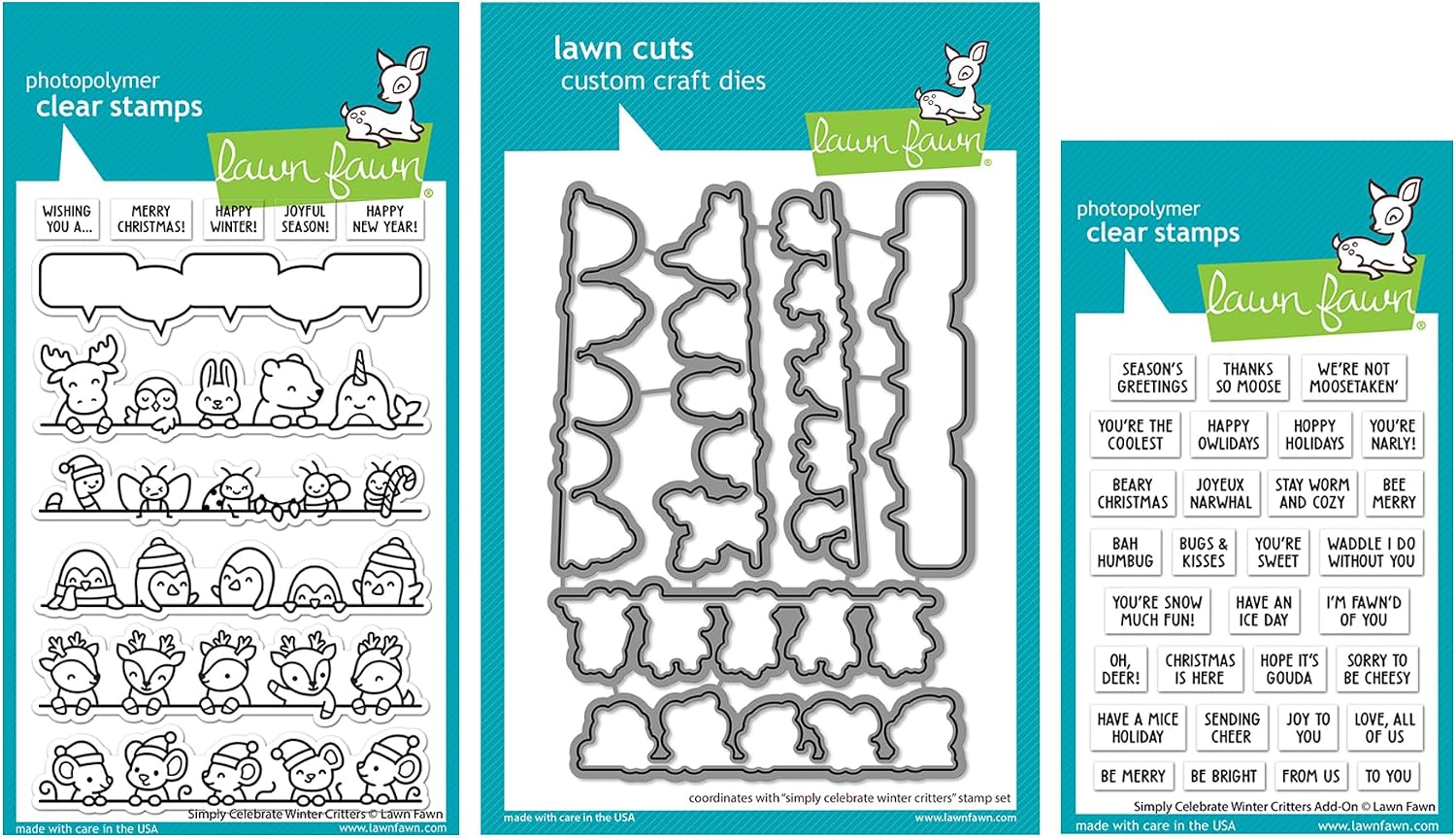 Amazon.com: Lawn Fawn - Simply Celebrate Winter Critters with Add-on ...