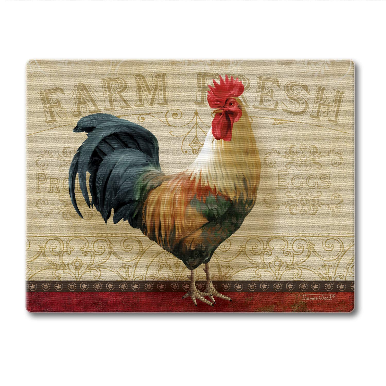 Buy CounterArt Farm Fresh Rooster Decorative 3mm Heat Tolerant Tempered ...