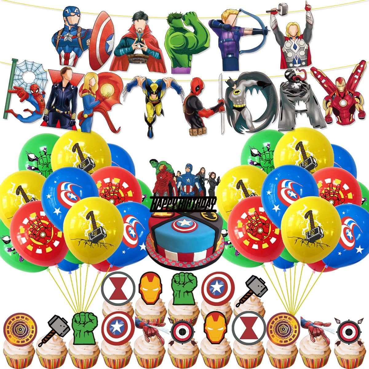 Amazon.com: 63 PCS Super Hero Party Supplies Superhero Birthday Party ...