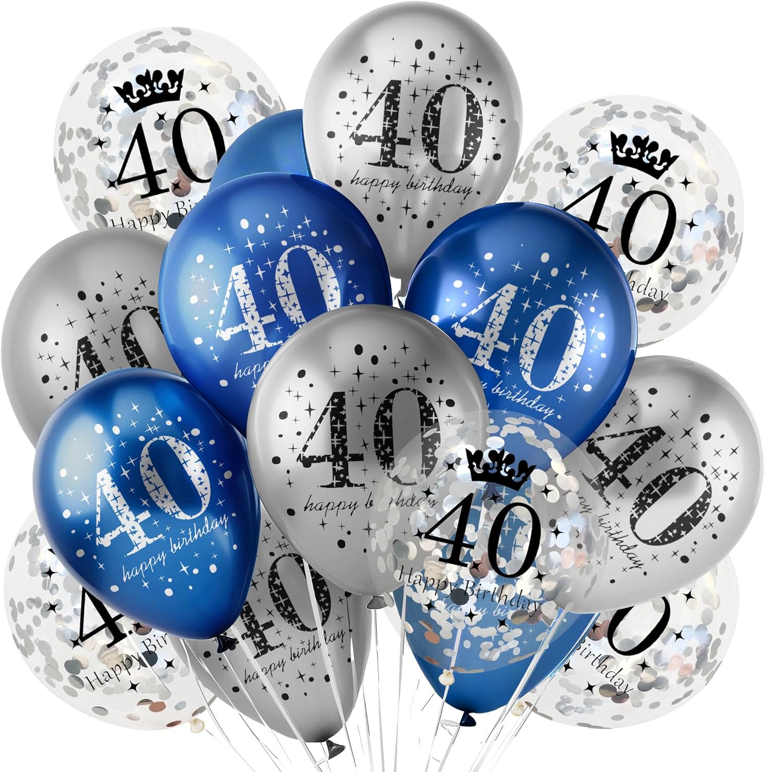 Amazon.com: 18Pcs Happy Birthday Balloons Decorations Navy Blue Silver ...