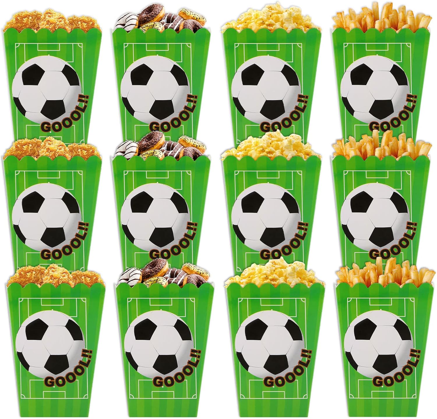 12 Pcs Football Popcorn Boxes, Soccer Popcorn Bags 9*6*13cm Paper Candy ...