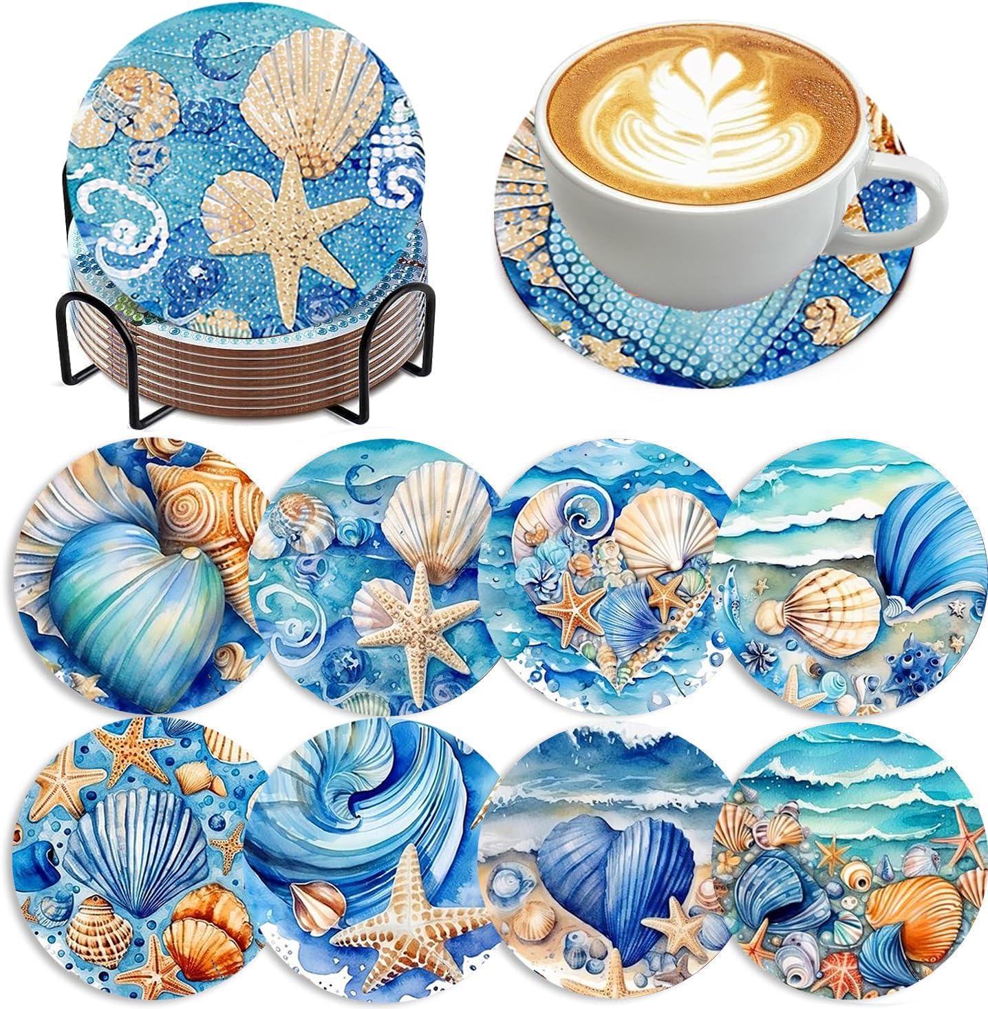 Amazon.com: Shellwei 8 Pcs Flip Flop Diamond Art Coasters Summer ...