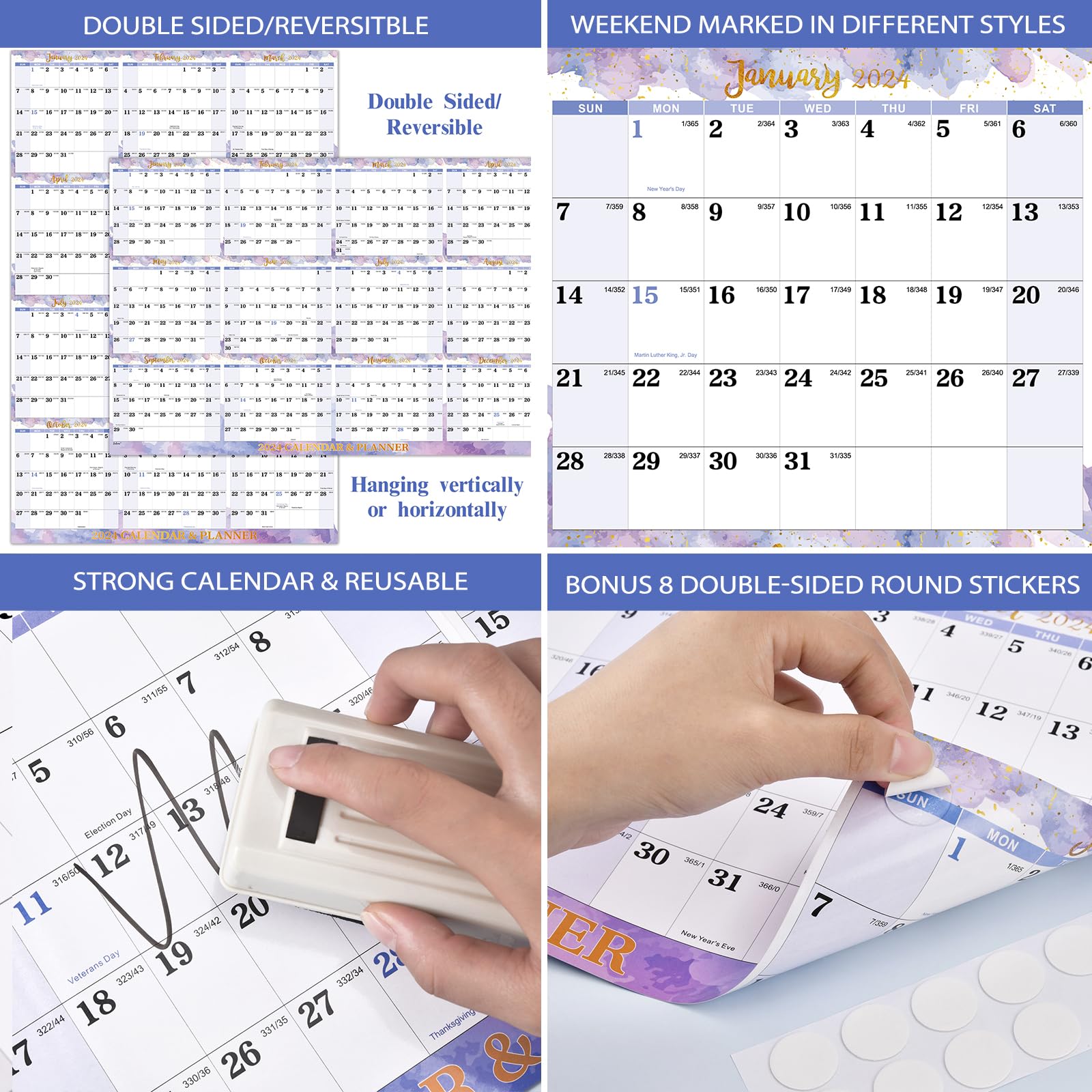 Snapklik.com : 2024 Calendar - Yearly 2024 Wall Calendar, 34.8 22.8 ...