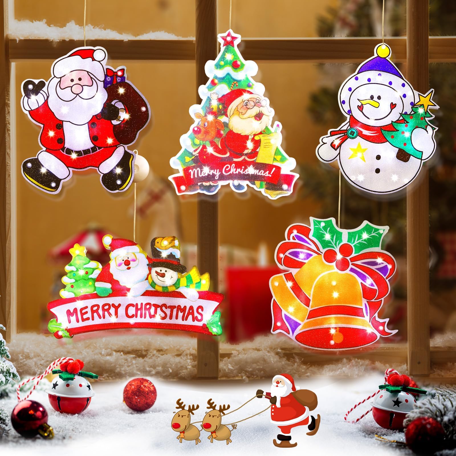 Amazon.com : 4 Pieces Christmas Window Lights Decorations Christmas ...