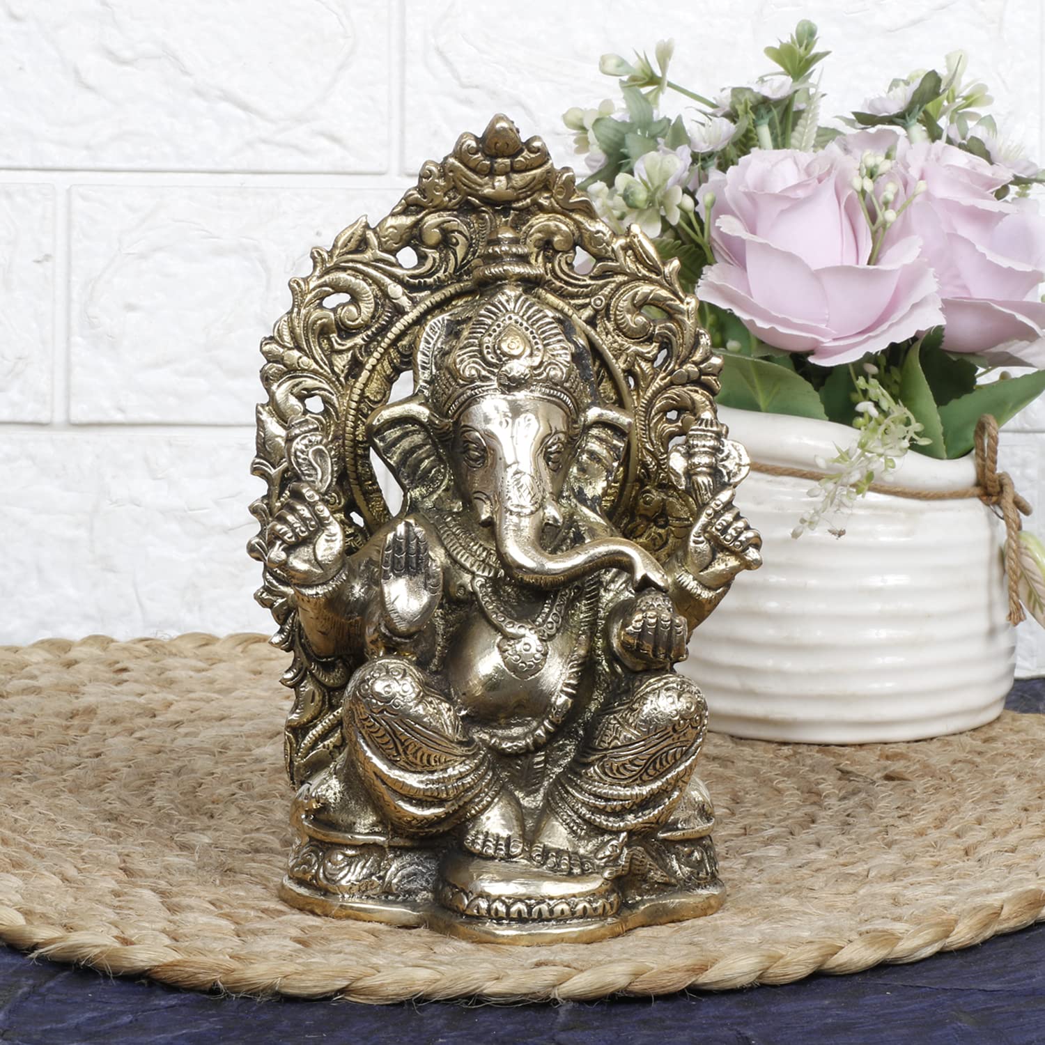 Buy SVARUP Brass Ganesh Idol Statue Elephant Murti God Ganesha Vinayak Ganpati Sitting Sculpture ...