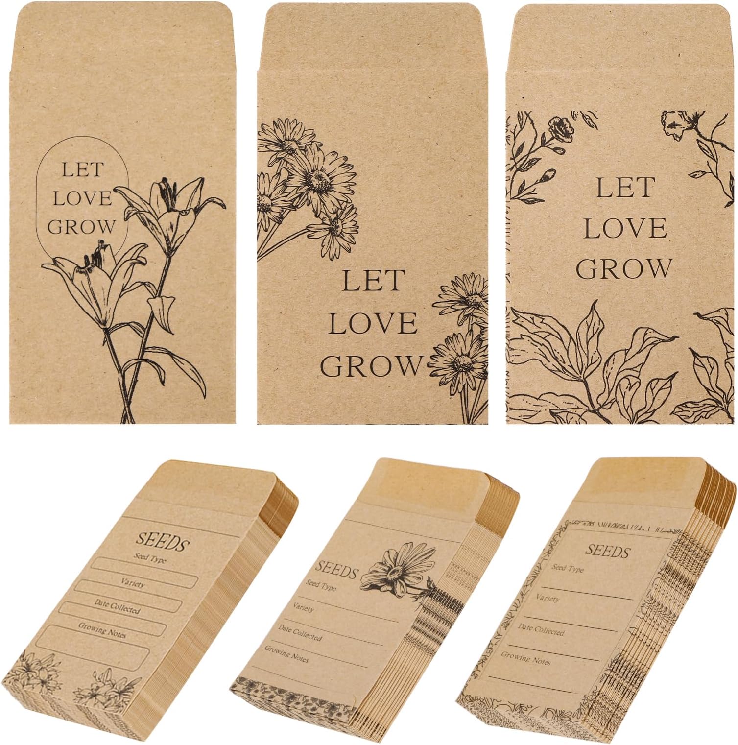 Amazon.com : Fumete 50 Pcs Wildflower Packets Self Adhesive Thank You ...