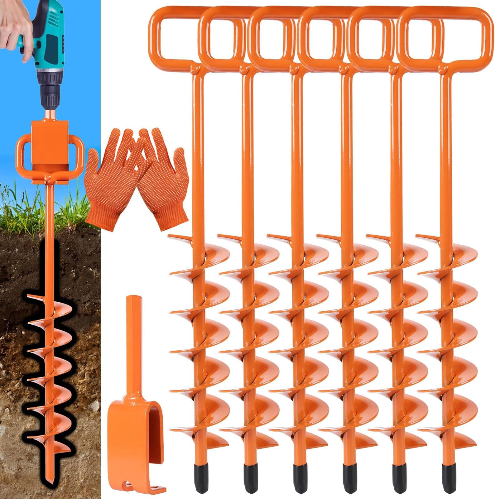 Amazon.com : Zhengmy 8 Pcs Ground Anchors Screw in, 12 Inch Heavy Duty ...