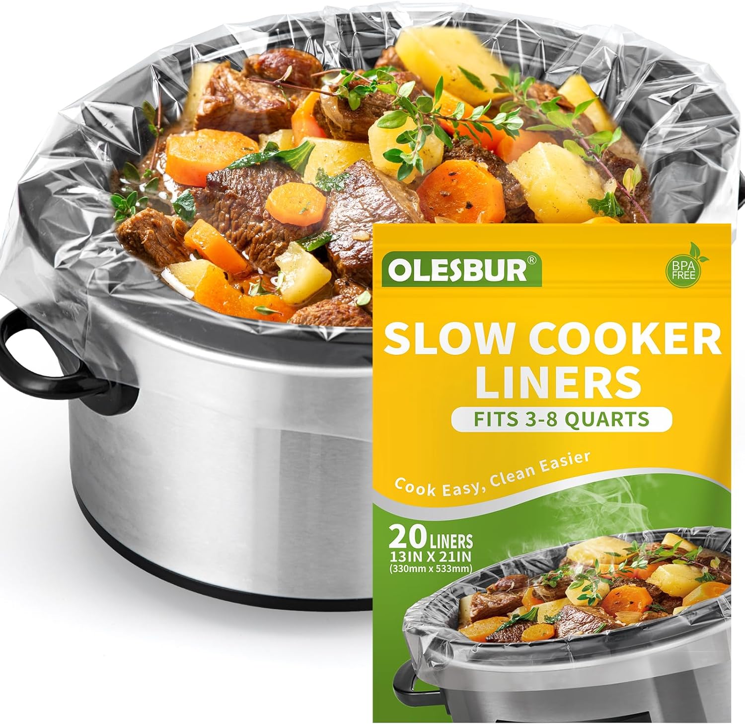 Amazon.com: OLESBUR Slow Cooker Liners, 13"x21", 20 Count, Fits 3-8 ...