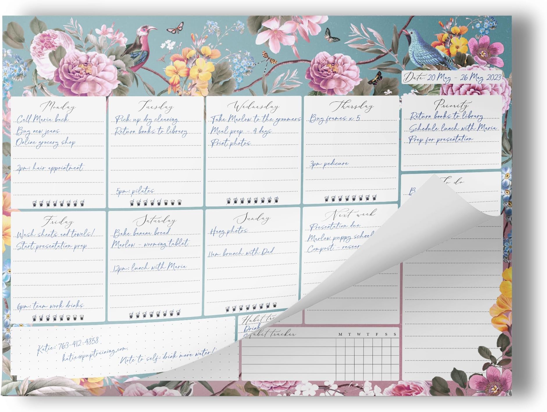 Amazon.com : Paper Junkie Floral Weekly Planner Pads, Daily Schedule ...