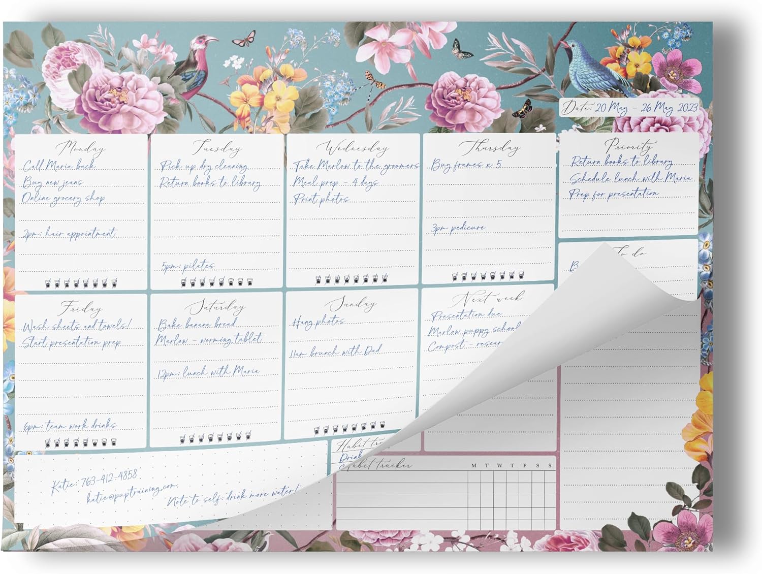 Undated Weekly Desk Planner Pad - 52 Pages Notepad With To Do List and Habit Tracker | Desk Pad ...