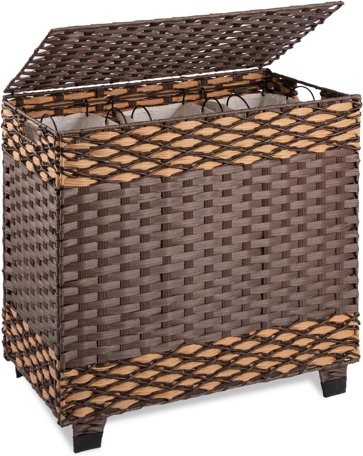 Amazon.com: GUTZ Handcrafted Wicker Oversized 3 Section Divided Laundry ...