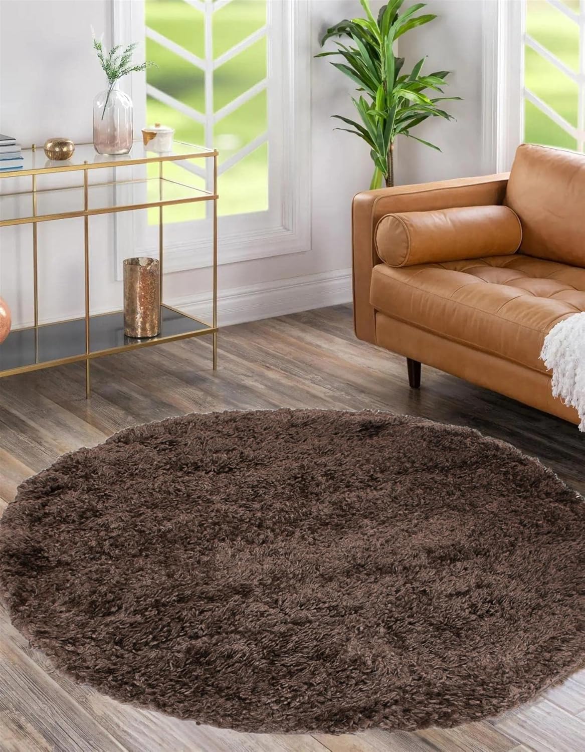 Roseley 110cm Super Soft Round Shaggy Rug For Home Office Thick 4cm ...