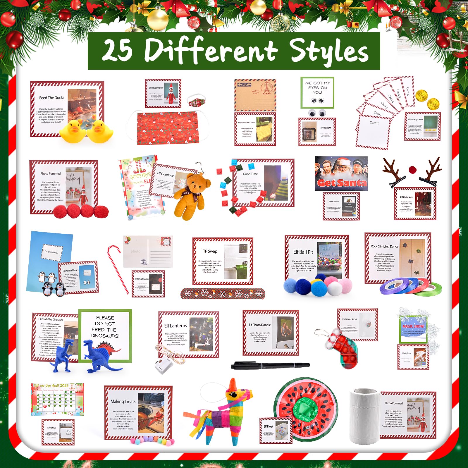 Pipihome Elf Kit Shelf 24 Day Kit Christmas, Elf Toys Shelf Accessories ...