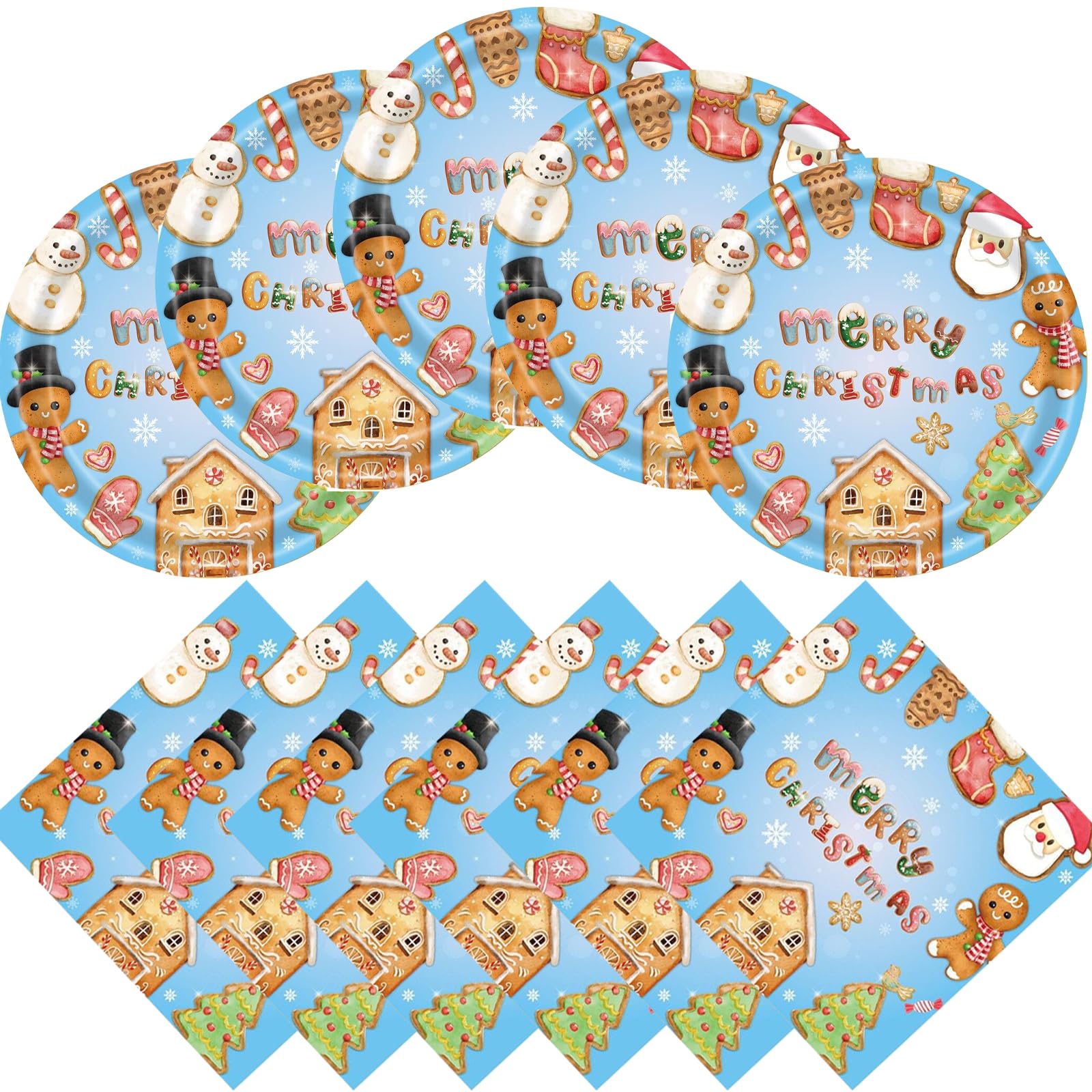 Amazon.com: Hzleyw Gingerbread Christmas Party Supplies Paper Plates ...