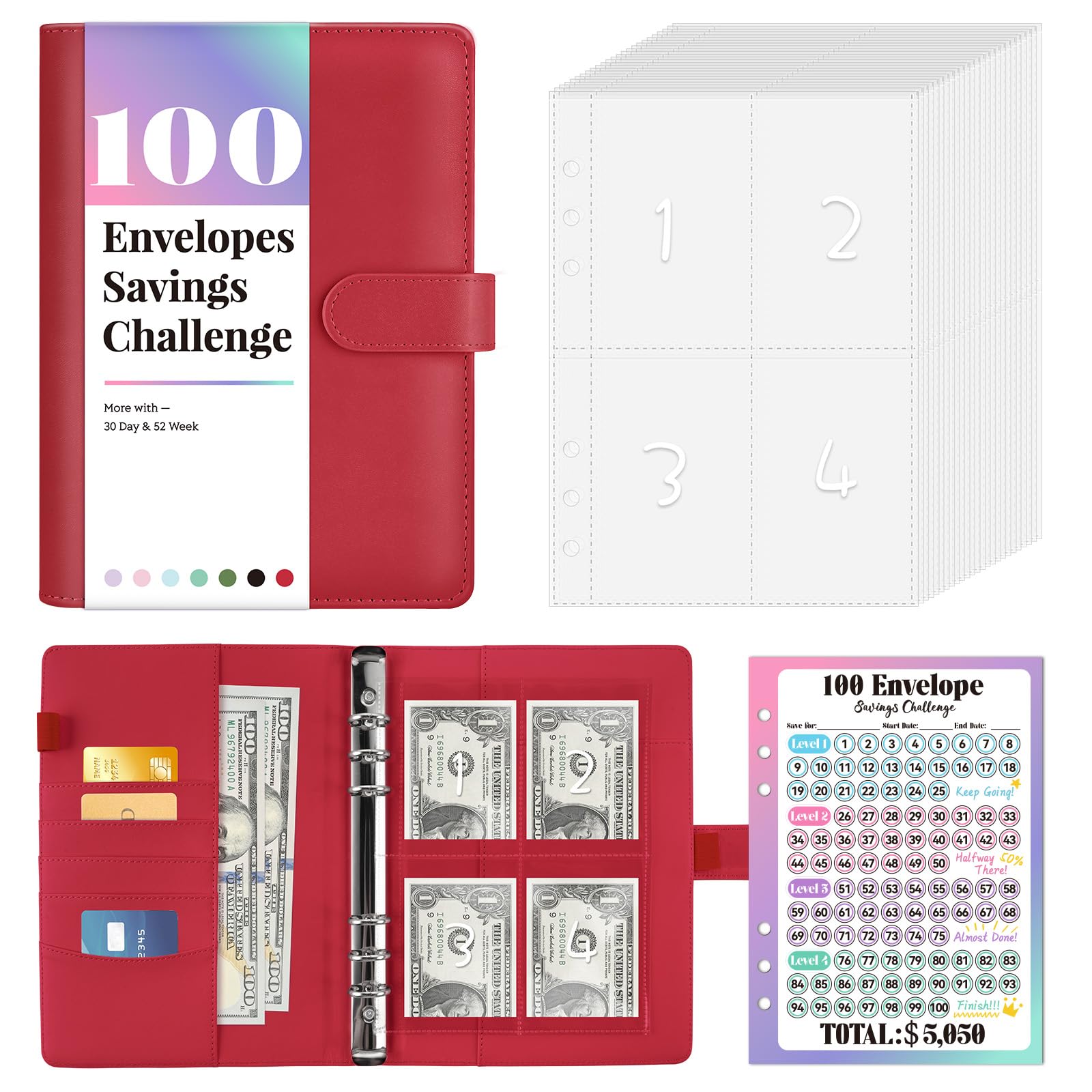 Snapklik.com : Sooez 100 Envelopes Money Saving Challenge, Savings ...