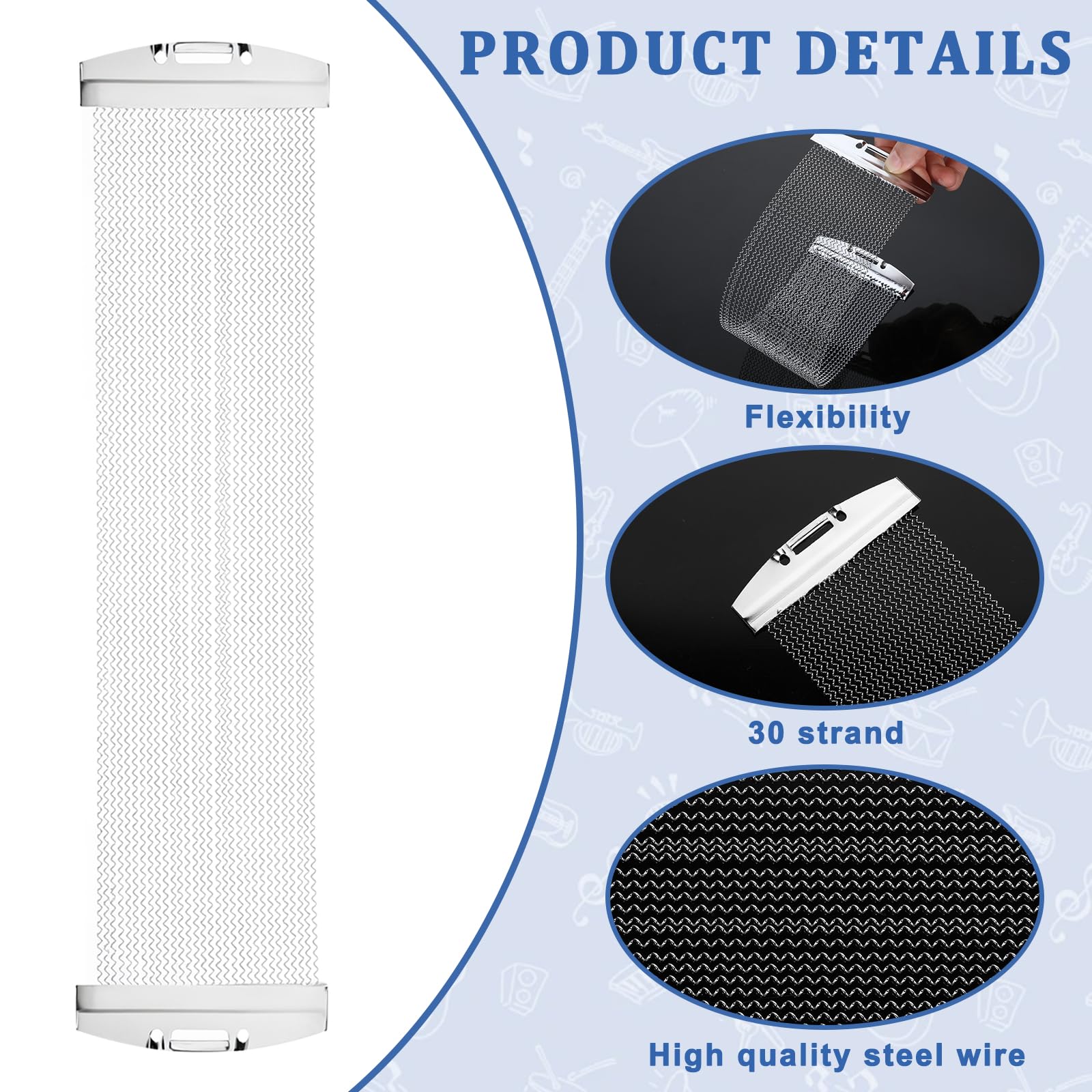 Snapklik.com : 30 Strand Snare Drum Wires 10 Pcs Snare Drum Steel Wires ...