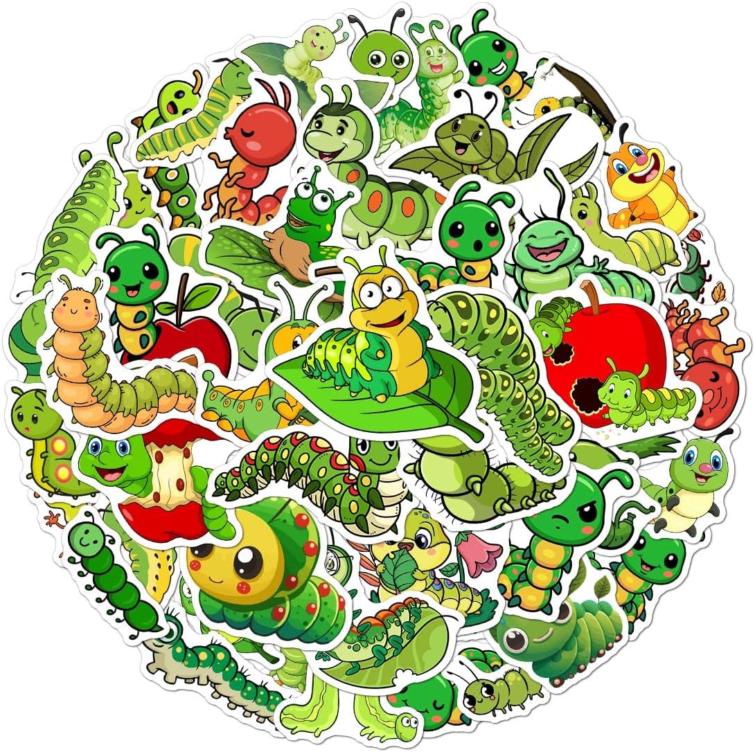 Amazon.com: 55pcs Worm Stickers for Kids, Cute Gummy Worm Stickers ...