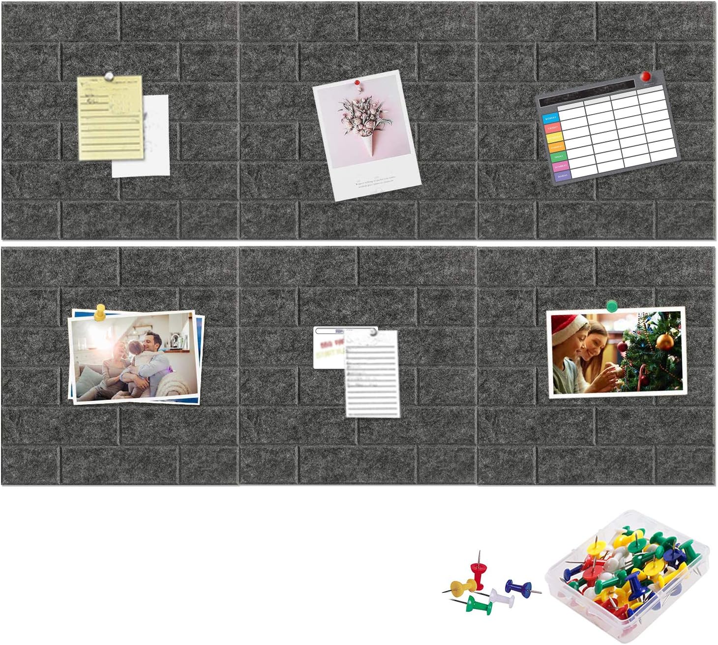 Yoillione Pin Board Felt Tiles Self Adhesive Notice Board for Home ...