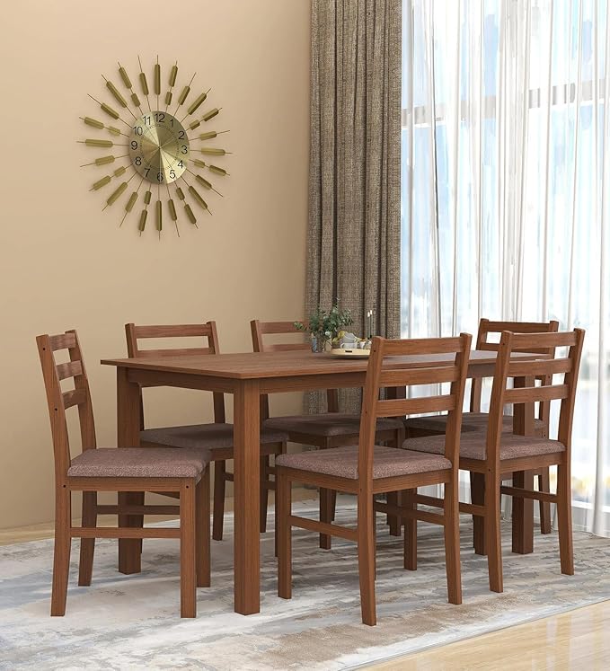 Mintwud Pepperfry Wooden 6 Seater Dining Table with Cushion Chairs ...