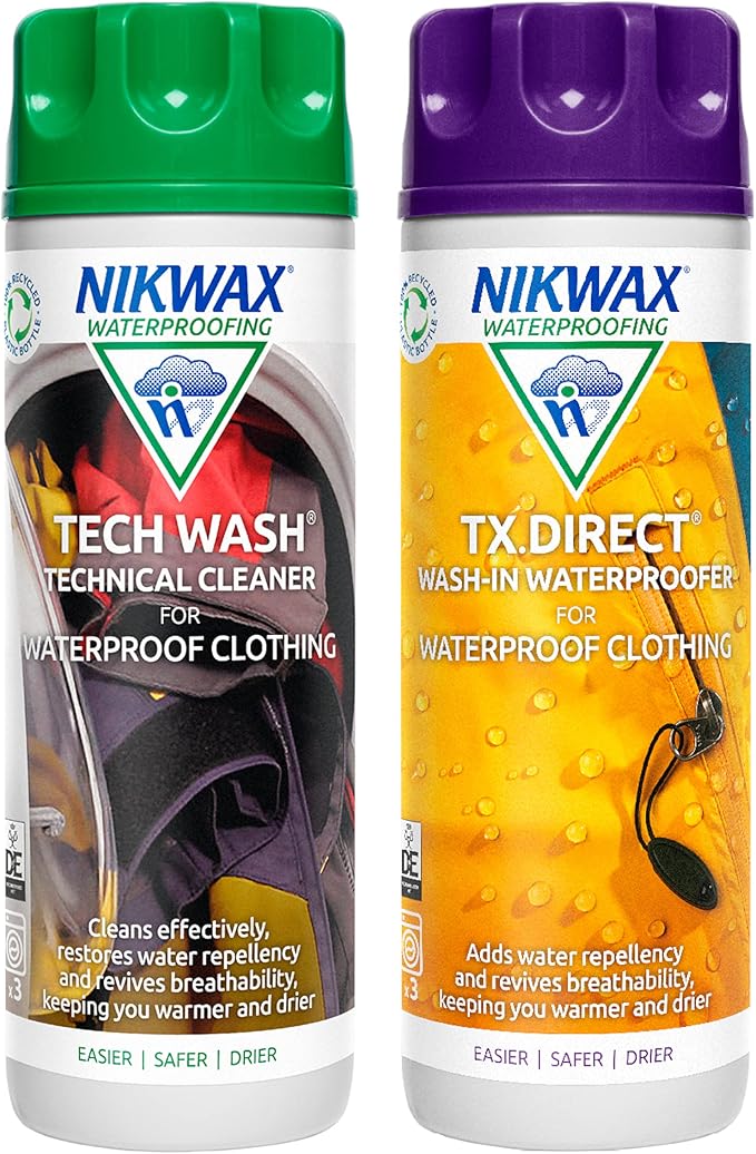 Nikwax TECH WASH and TX DIRECT Twin Pack, Technical Cleaner and Wash-In ...