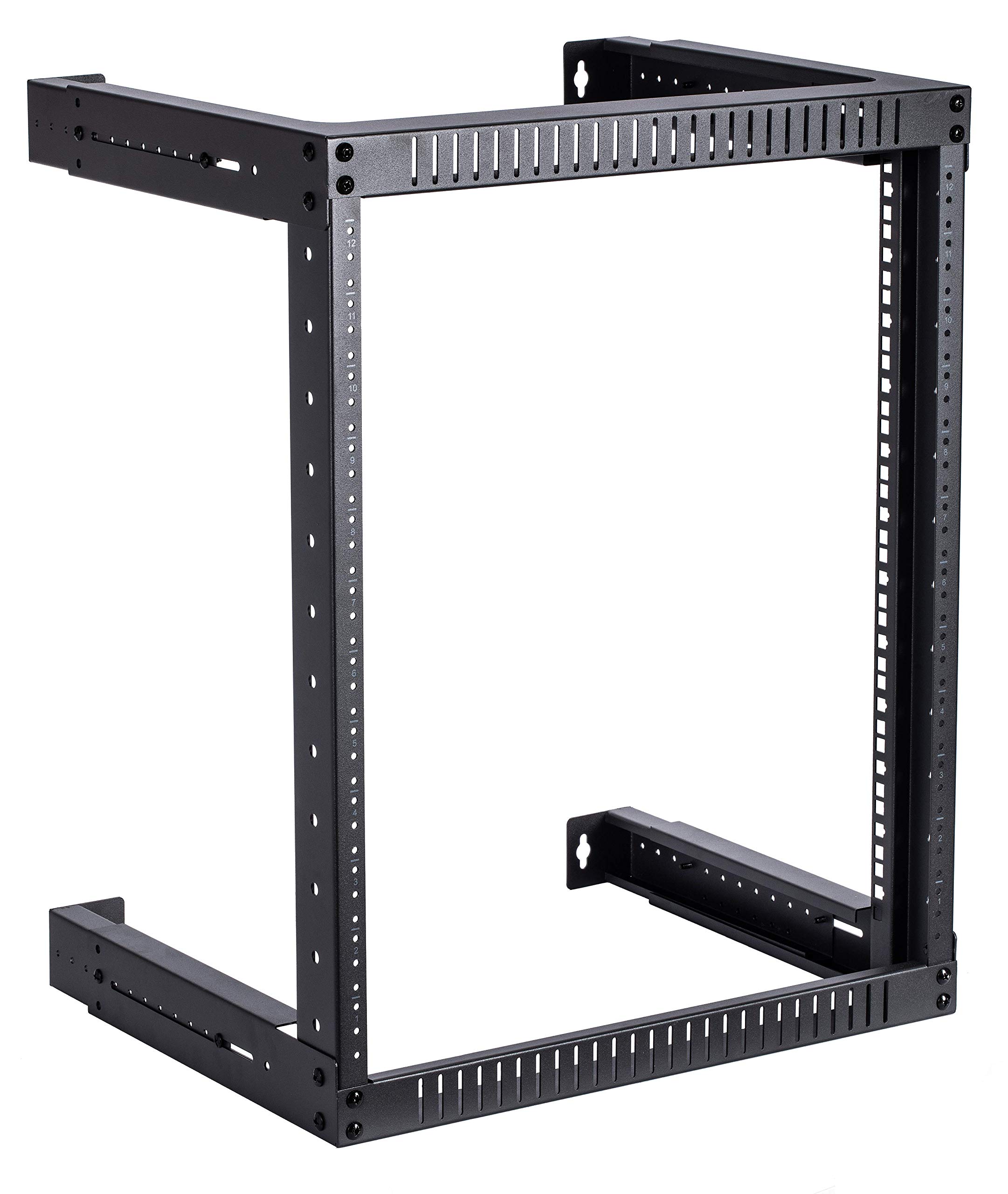 Amazon.com: Kenuco 12U Adjustable Depth Wall Mount Open Frame Steel ...