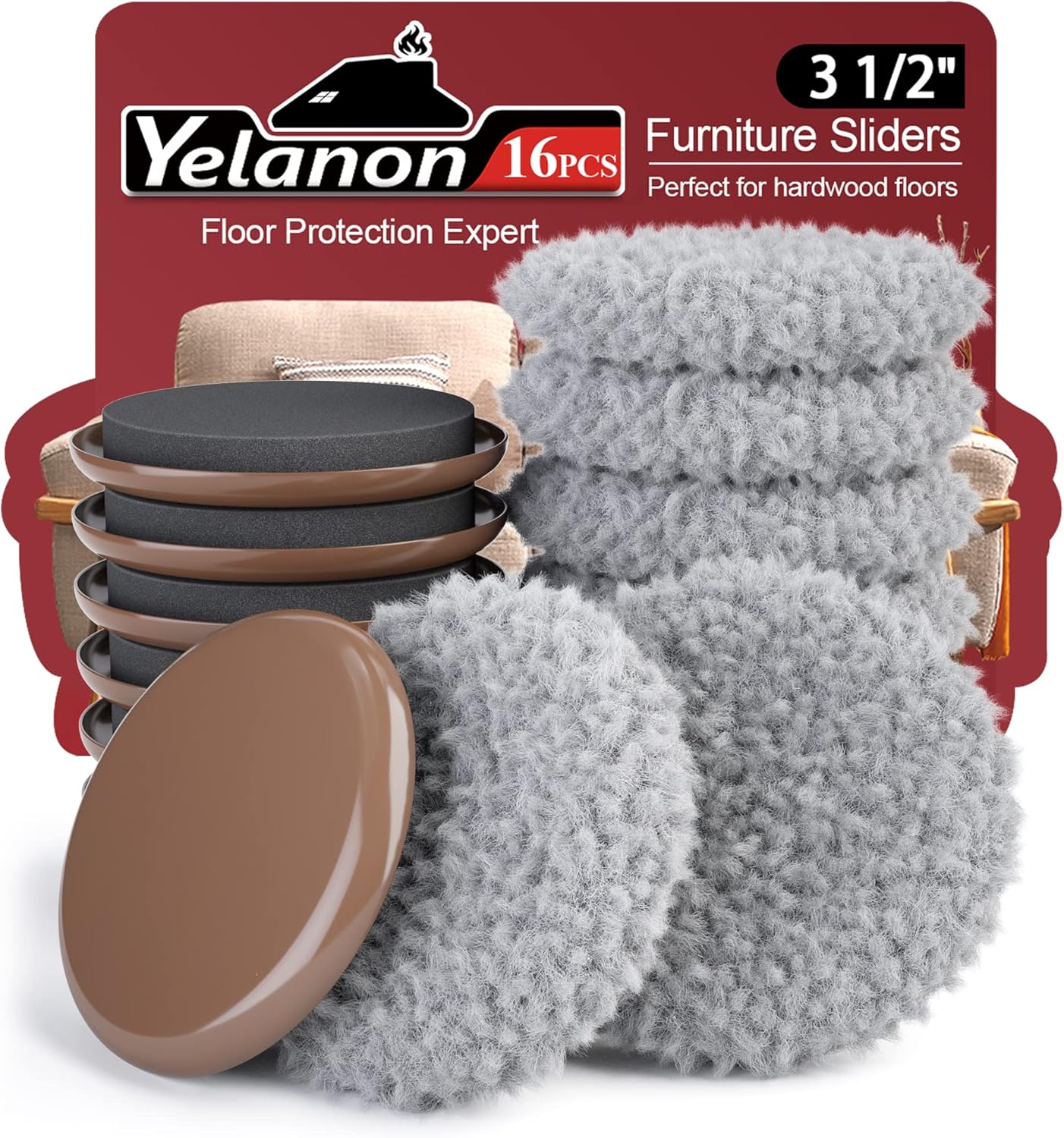 Amazon.com: Yelanon Furniture Sliders - 8 pcs 3 1/2” Round Furniture ...