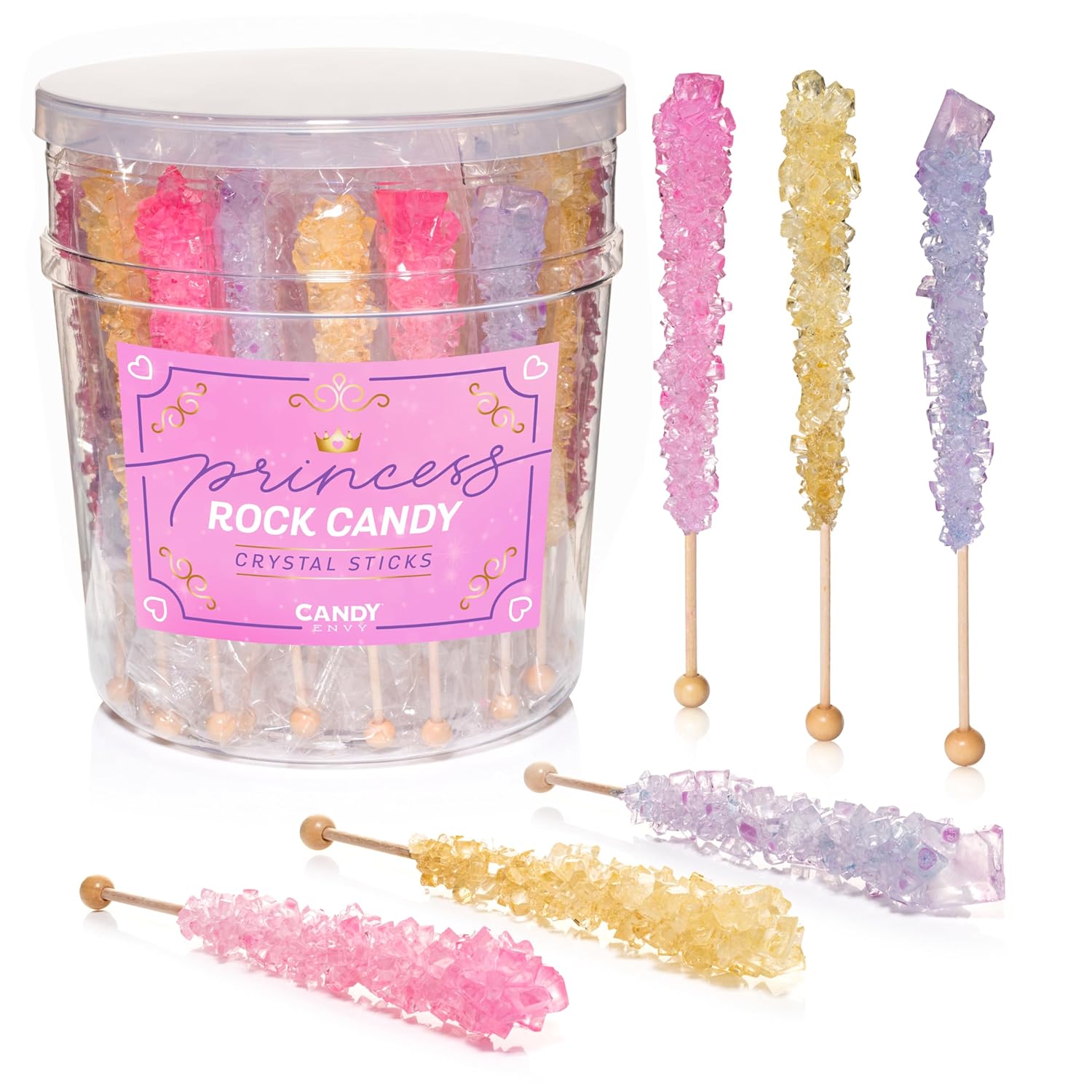 Amazon.com : Candy Envy - Princess Rock Candy Sugar Sticks - 36 ...