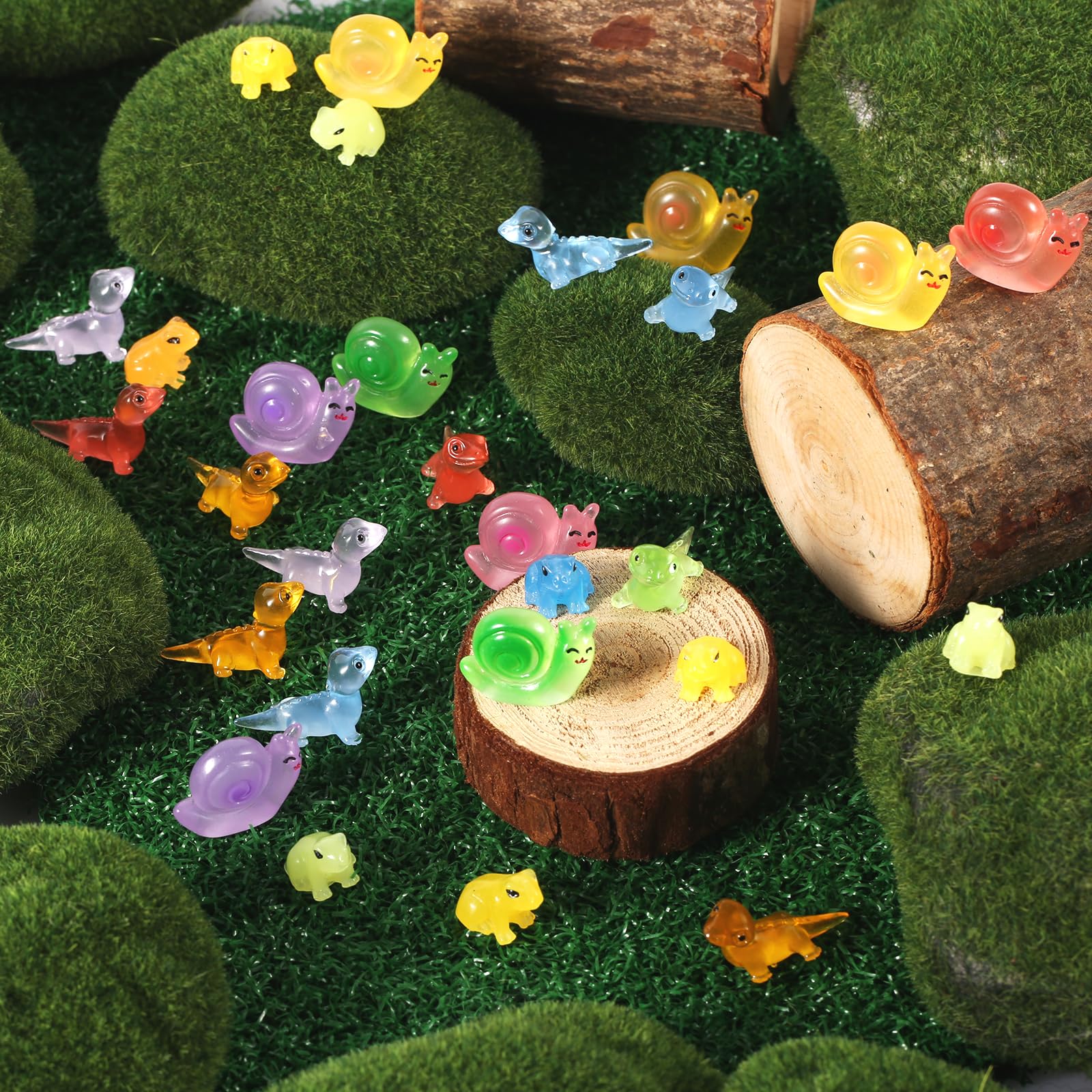 Creatures In 120PCS Luminous Mini Resin Animals Tiny Animals Figures To ...