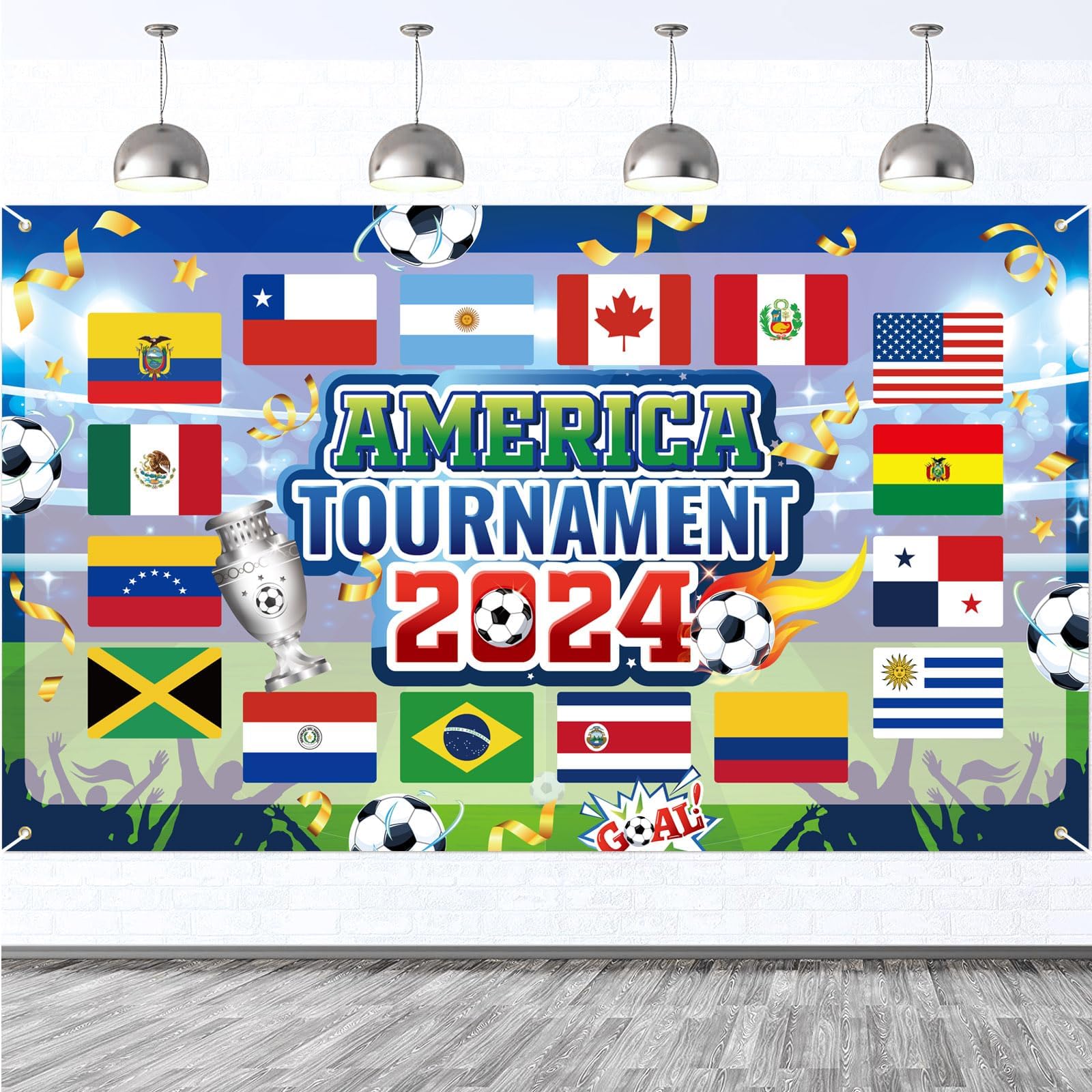Amazon.com : HOWAF America Tournament 2024 Soccer Match Flag Backdrop ...