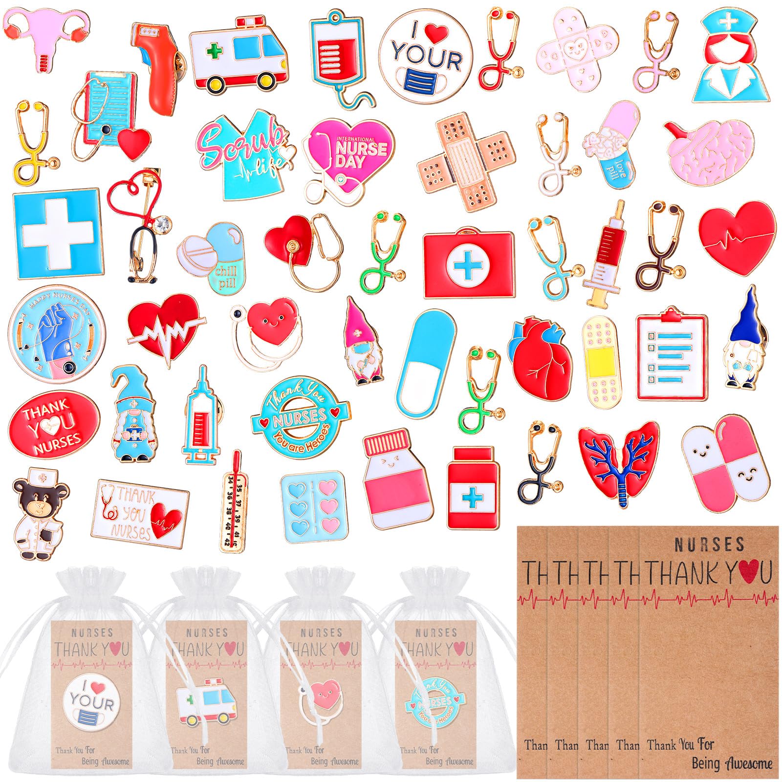 Amazon.com: Siifert 50 Sets Nurse Enamel Pins Christmas Pin Gifts ...