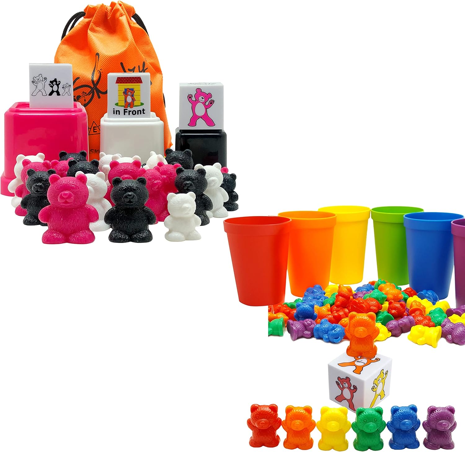 Amazon.com: Skoolzy Rainbow Counting Bears - Size Matching Bear Cups ...