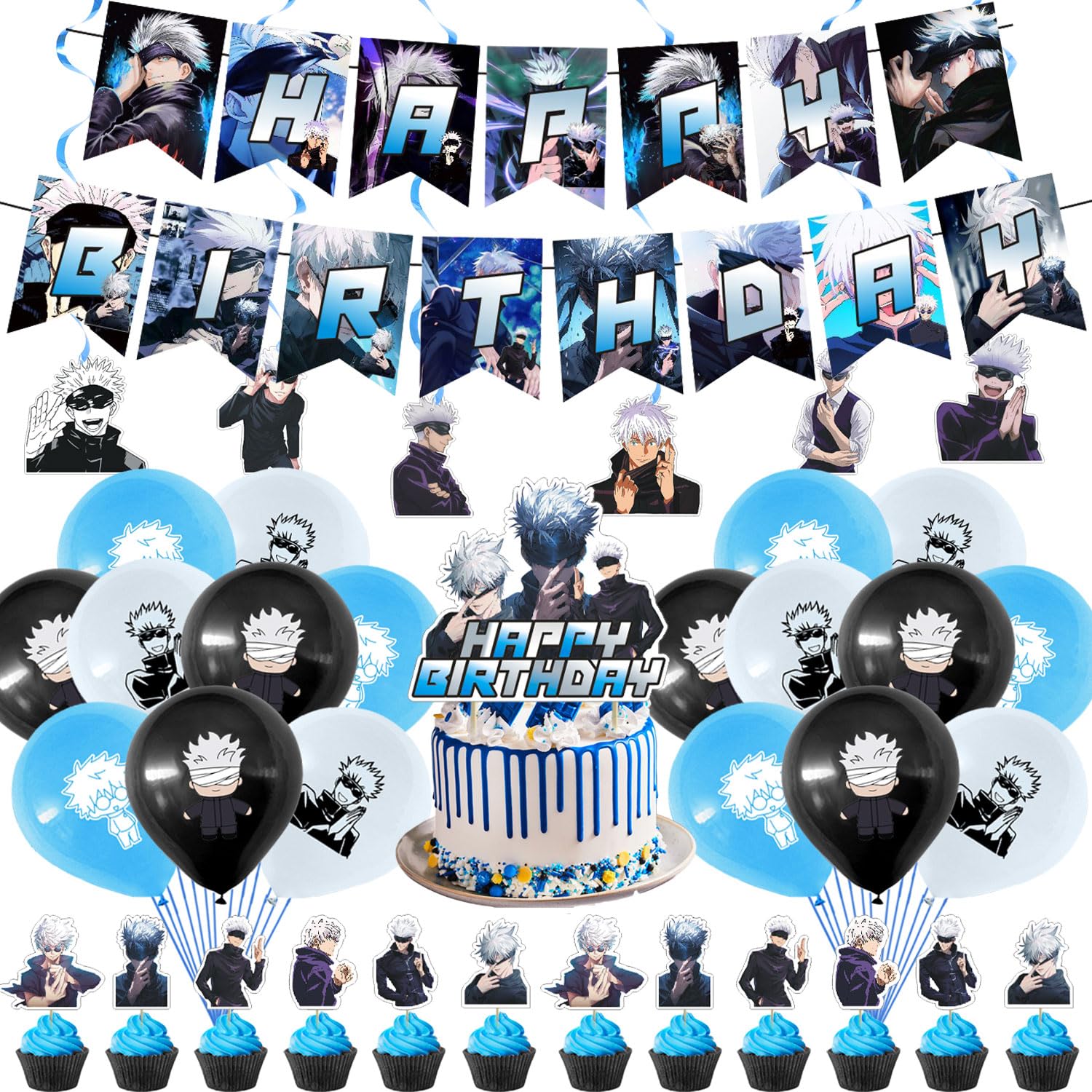 Satoru Anime Gojo Birthday Party Supplies Jujutsu Satoru Kaisen Boys ...