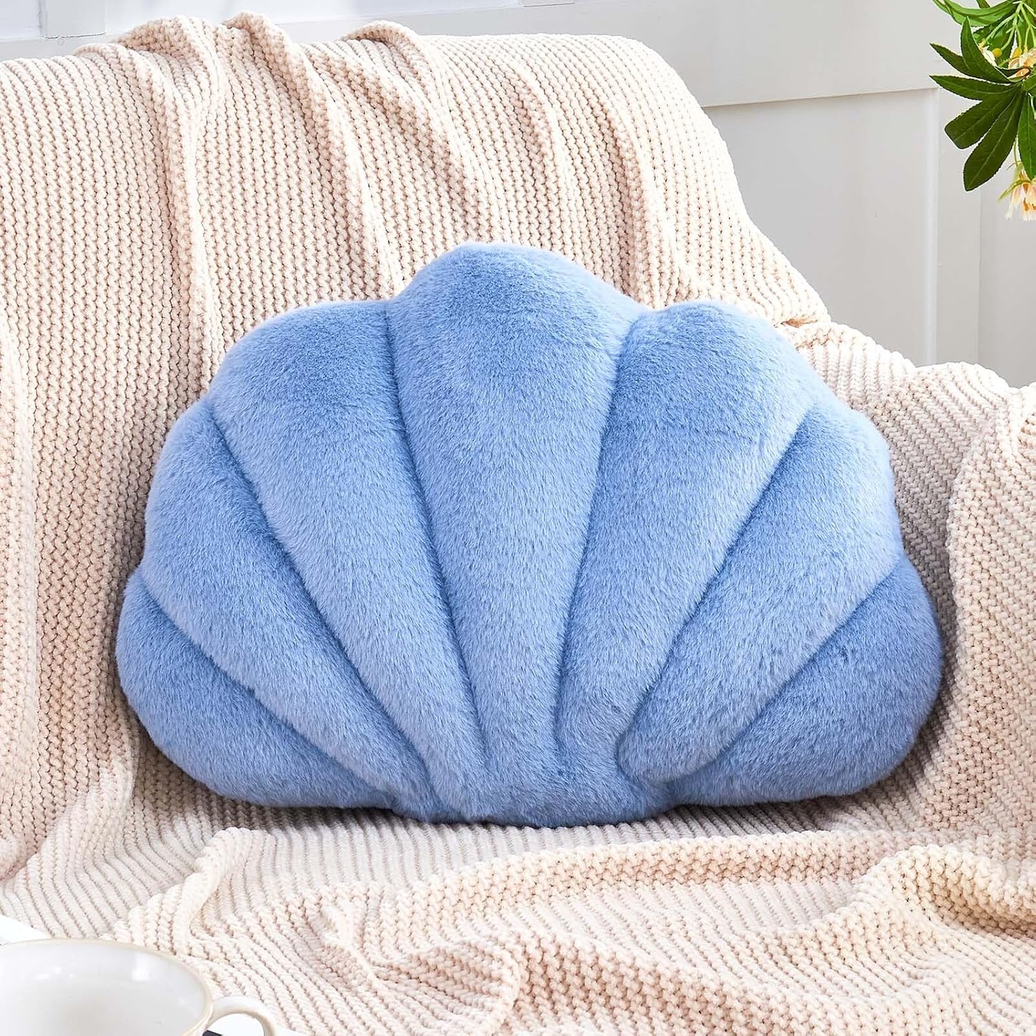 Amazon.com: VBGYA Seashell Pillow, Dusty Blue Sea Shell Pillows for Bed ...