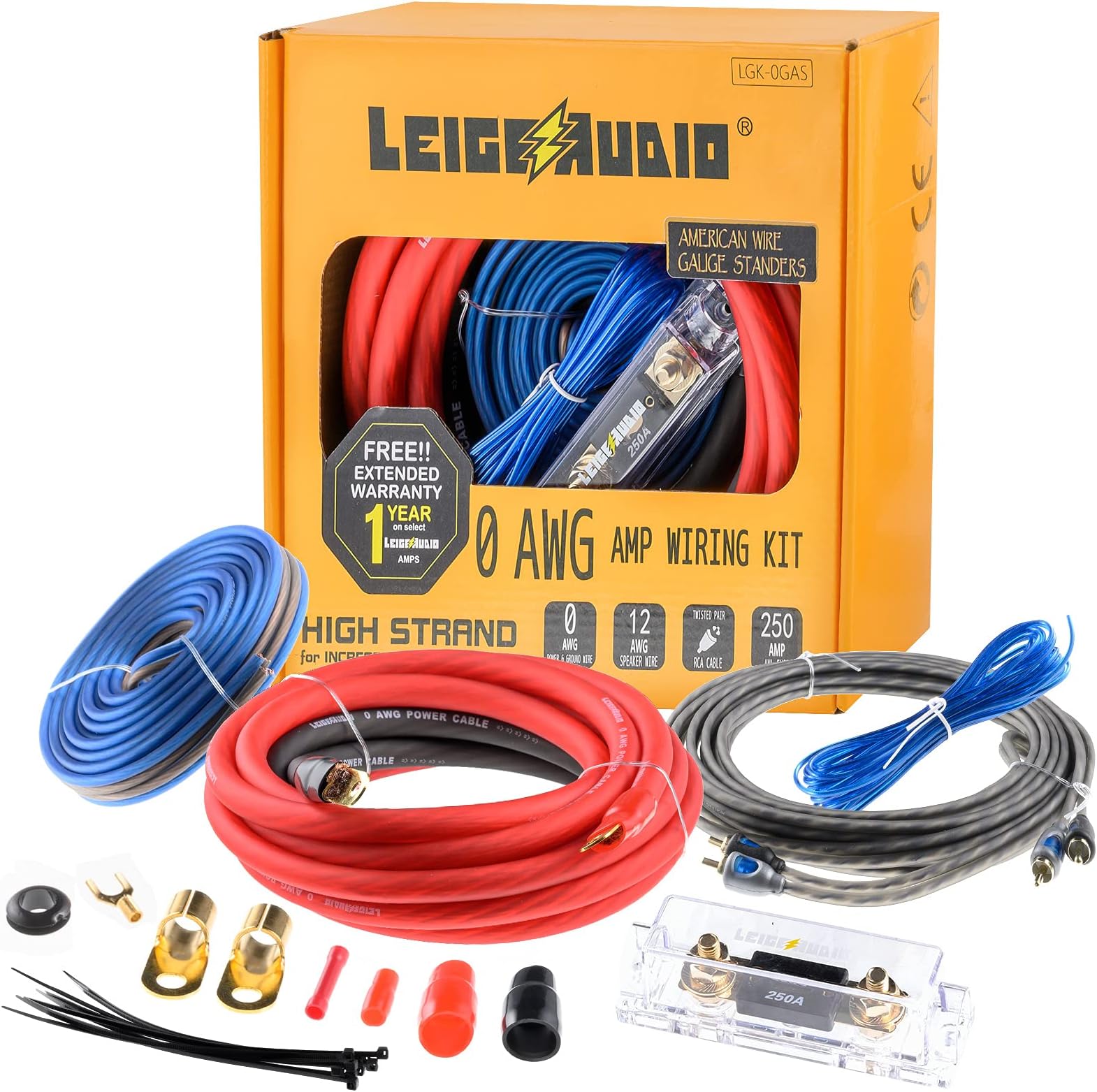 Amazon.com: 0 Gauge Amplfier Power Kit for Amp Install Wiring Complete ...