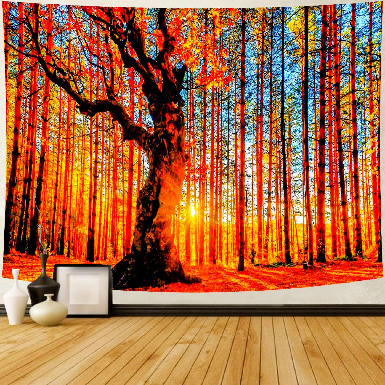 Amazon.com: Delur Sunset Forest Tapestry Rainforest Nature Landscape ...