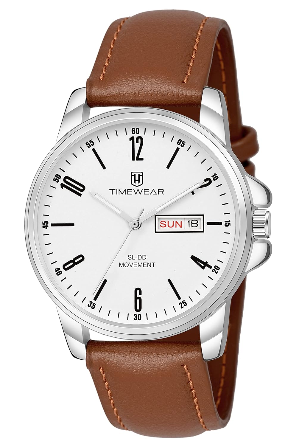 Buy TIMEWEAR Analog New Track White Dial Day Date Functioning Brown ...