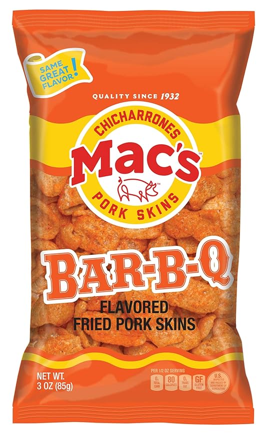 Amazon.com: Mac's Pork Rinds, Fried Pork Skins, Chicharrones, BBQ ...