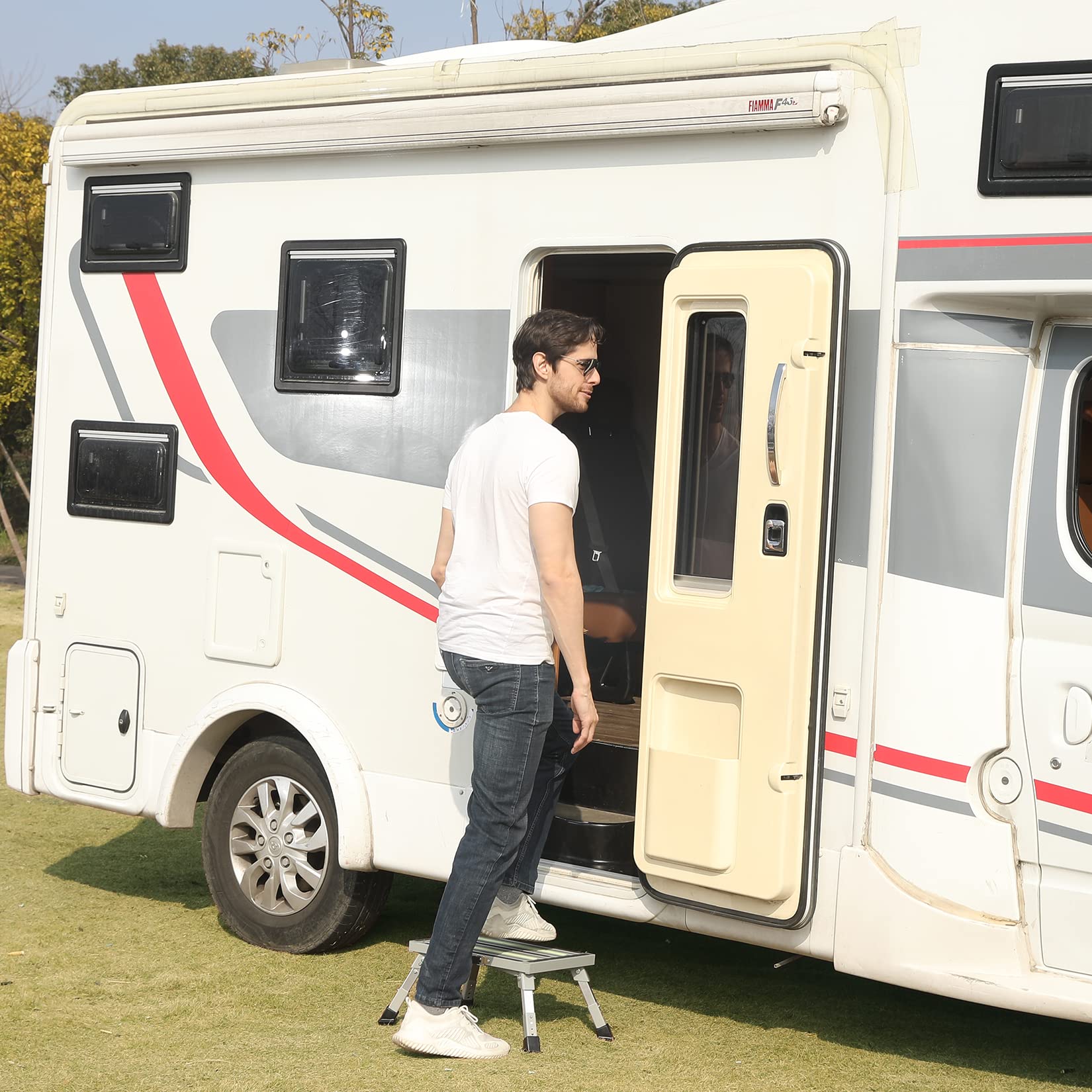 GarfatolRv Safety RV Steps Adjustable Height Aluminum Folding Platform ...