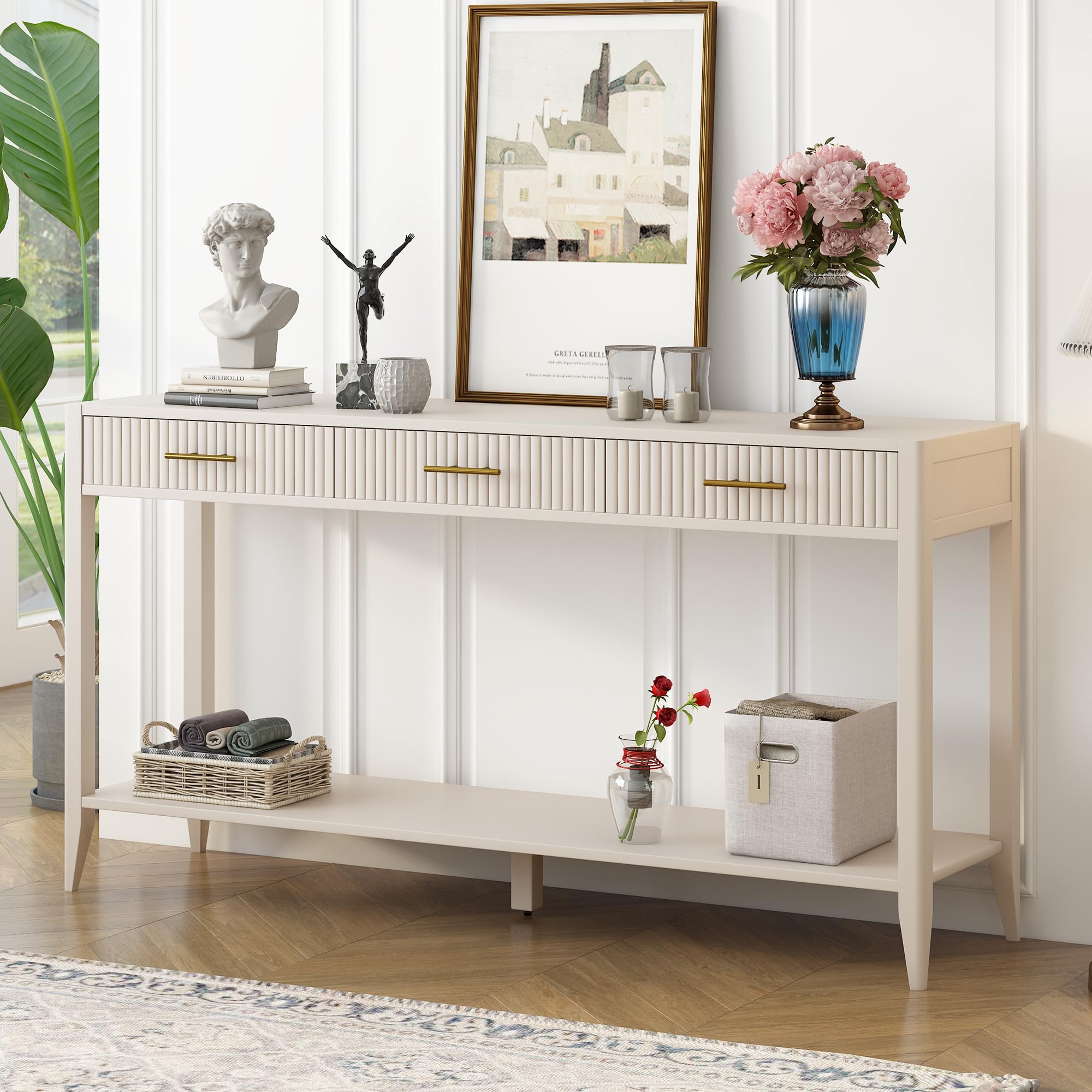 Amazon.com: Merax Entryway Console Table, with 3 Storage Drawers ...
