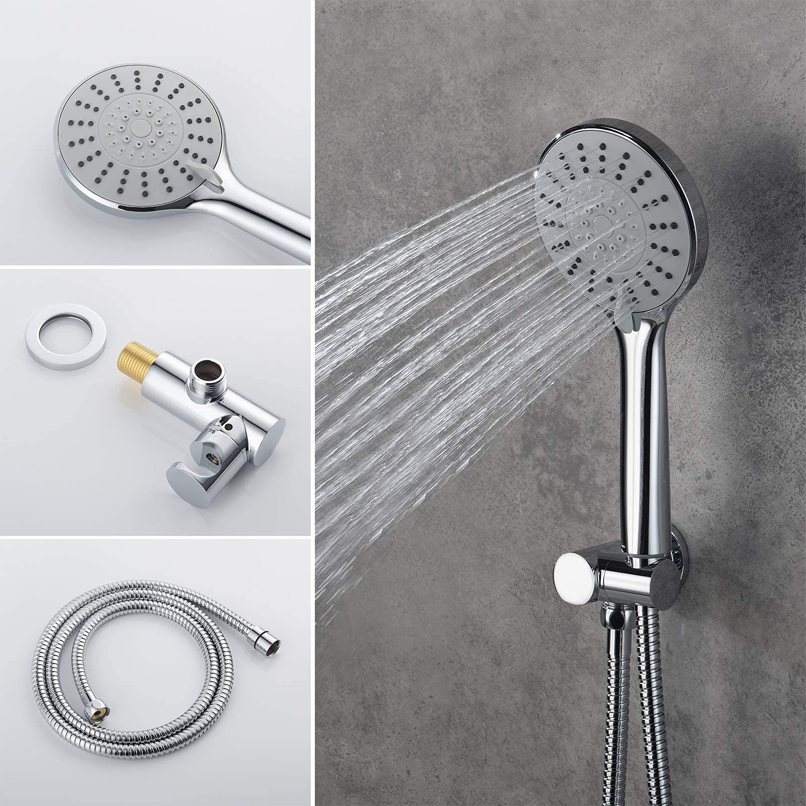 Shower Faucet Set Complete Chrome Shower System 12" Rainfall Shower ...