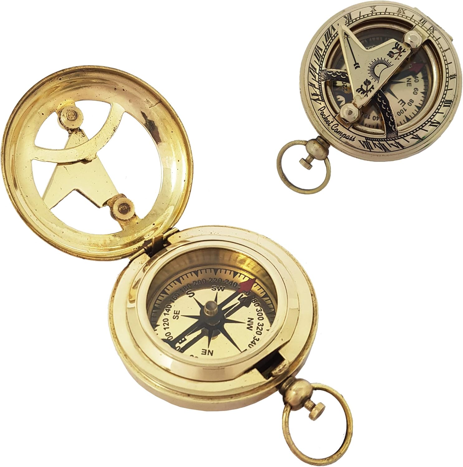 Push Button Brass Pocket Compass Direction Compass Pocket & Gift ...