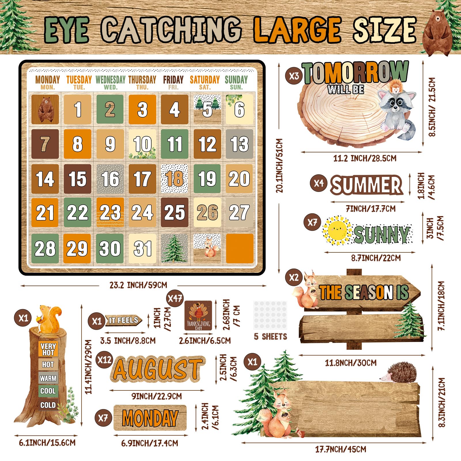 Snapklik.com : Cholemy 85 Pcs Calendar Bulletin Board Set Classroom ...
