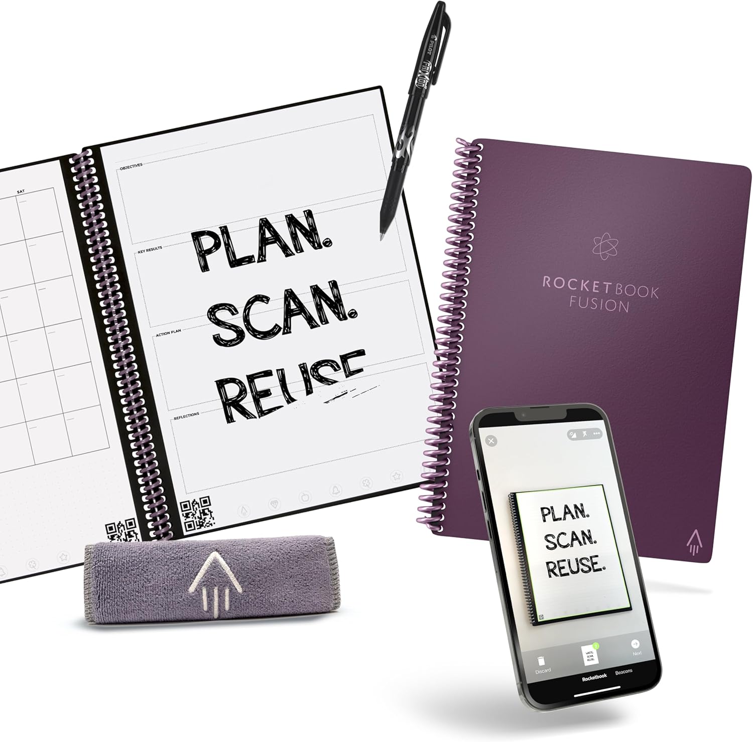 Amazon.com: Rocketbook Planner & Notebook, Fusion : Reusable Smart Planner & Notebook | Improve ...
