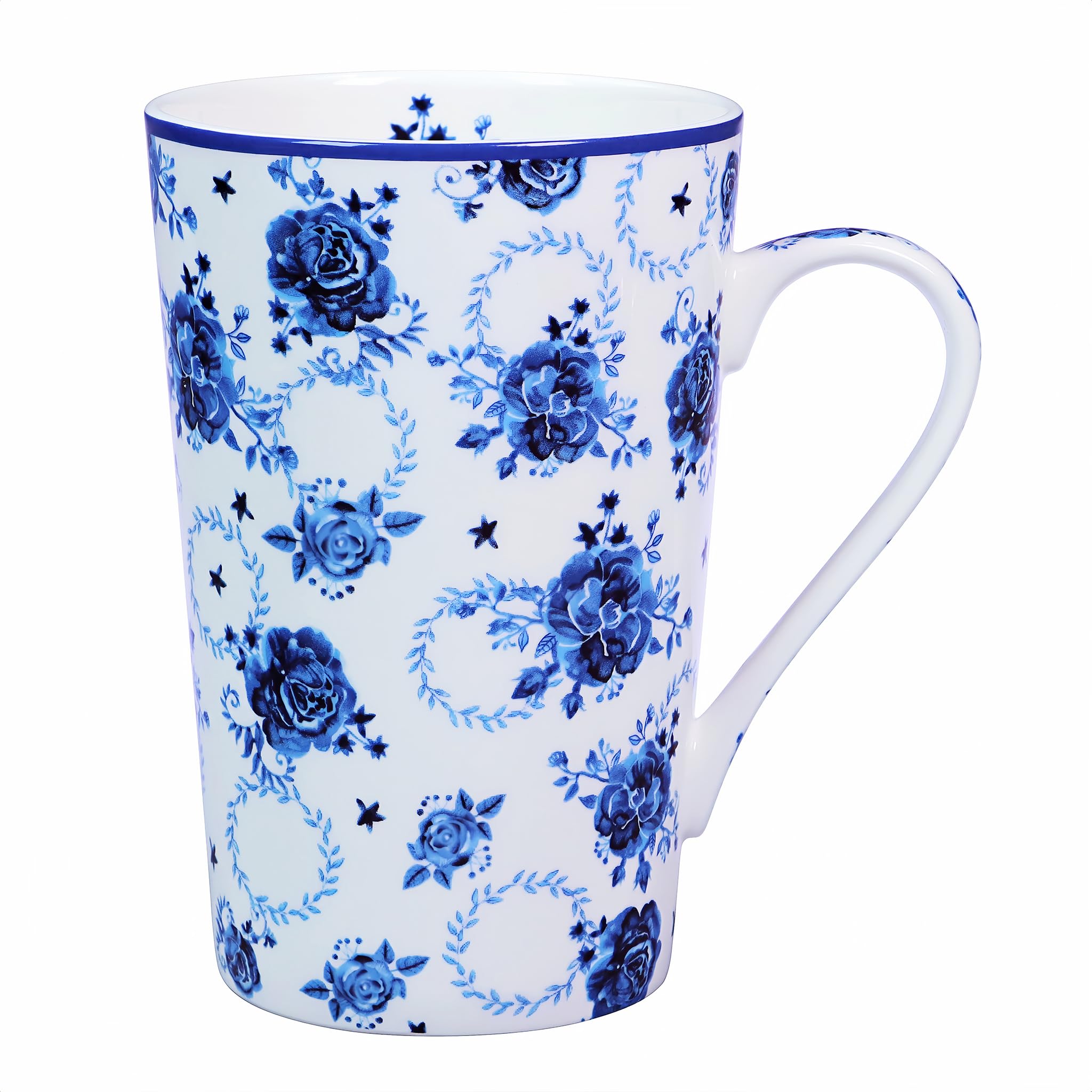 Amazon.com | PMNING Bone China Tall Coffee Mug Floral Coffee Mug Tea ...